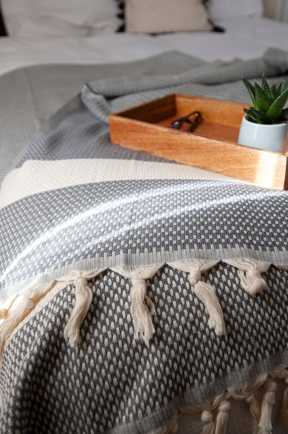 Hasir Dark Grey Throw - H for Hammam - Turkish Hammam Towels, Sofa Throws & Bathrobes