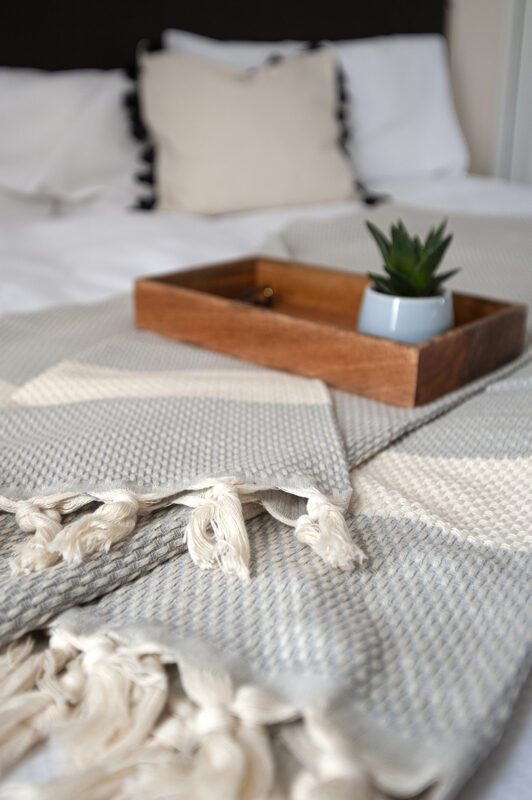Hasir Light Grey Throw - H for Hammam - Turkish Hammam Towels, Sofa Throws & Bathrobes