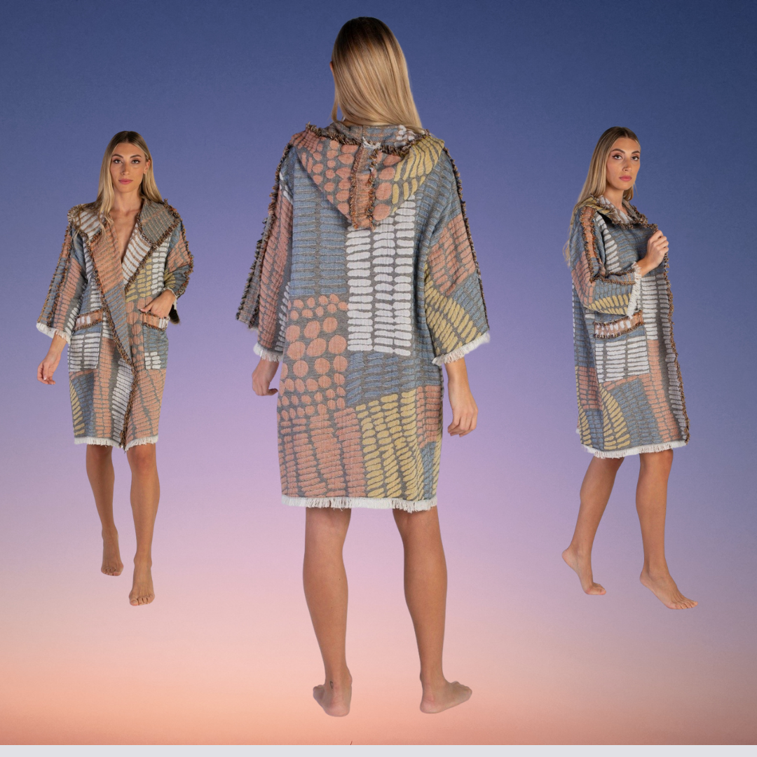 Boho Chic Robe-Dressing Gown Black-Blue - H4H